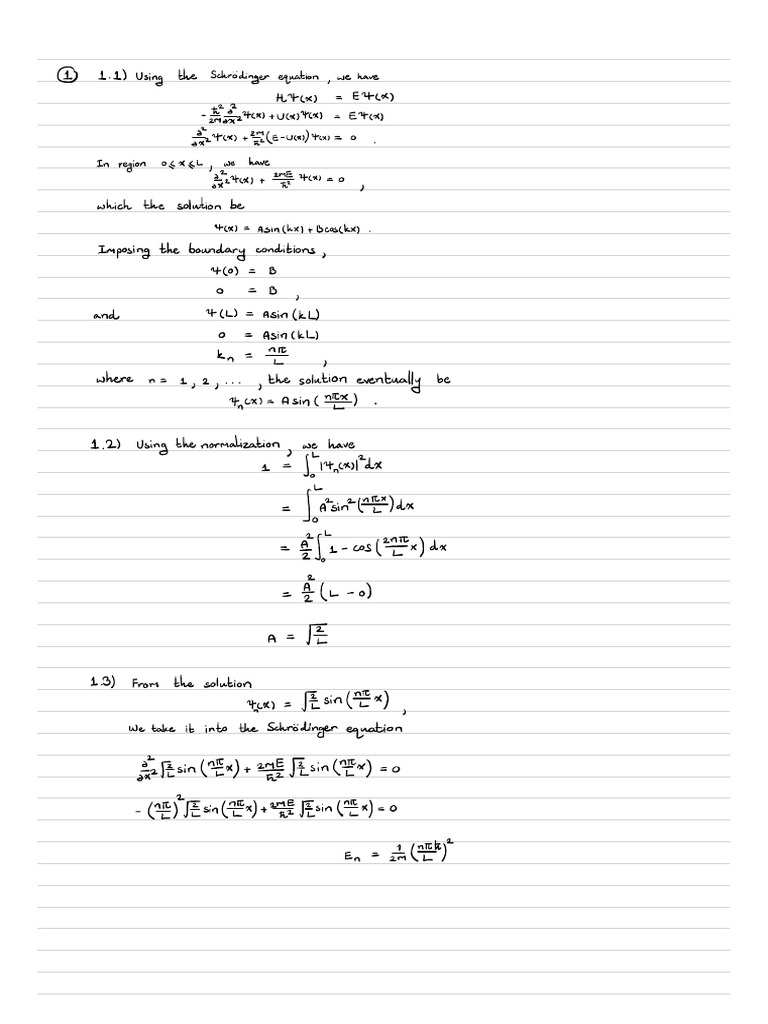 QM and Path Integrals Homework 4 | PDF | Physics | Applied And ...