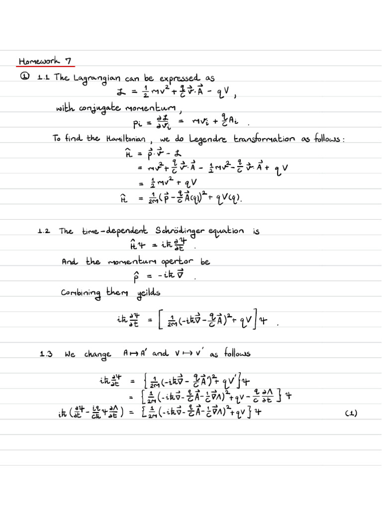 QM and Path Integrals Homework 07 | PDF