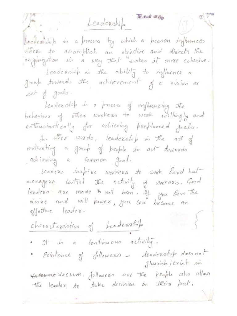 Leadership Notes | PDF