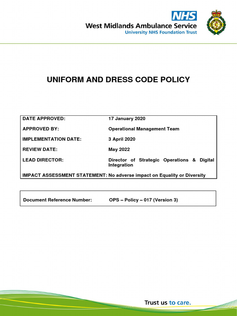 Uniform and Dresscode Policy | PDF