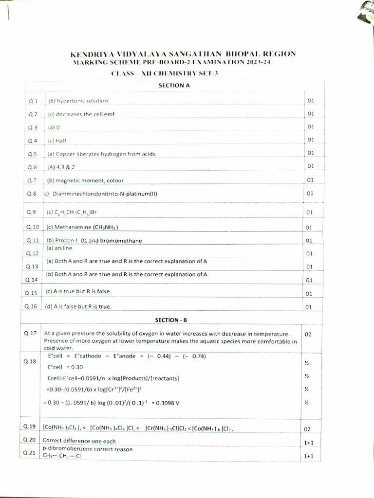 Preboard II Chem MS | PDF | Electricity | Electrochemistry