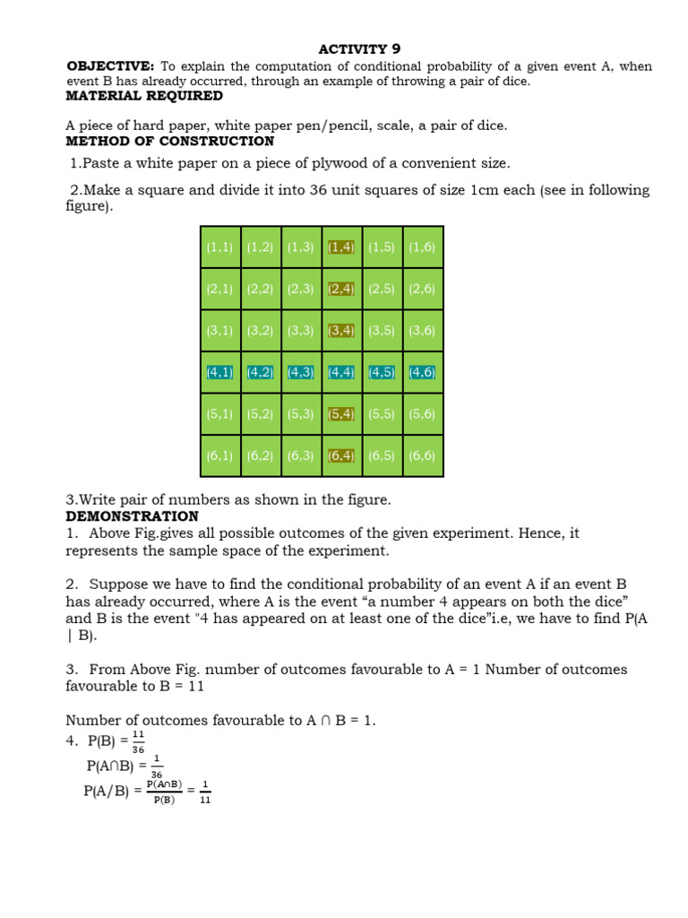 Activity 9 Probability | PDF