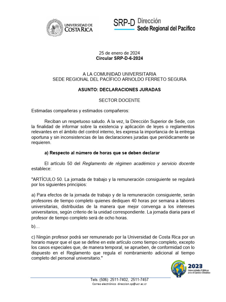 Circular SRP-D-6-2024 | PDF | Tiempo de trabajo | Gobierno