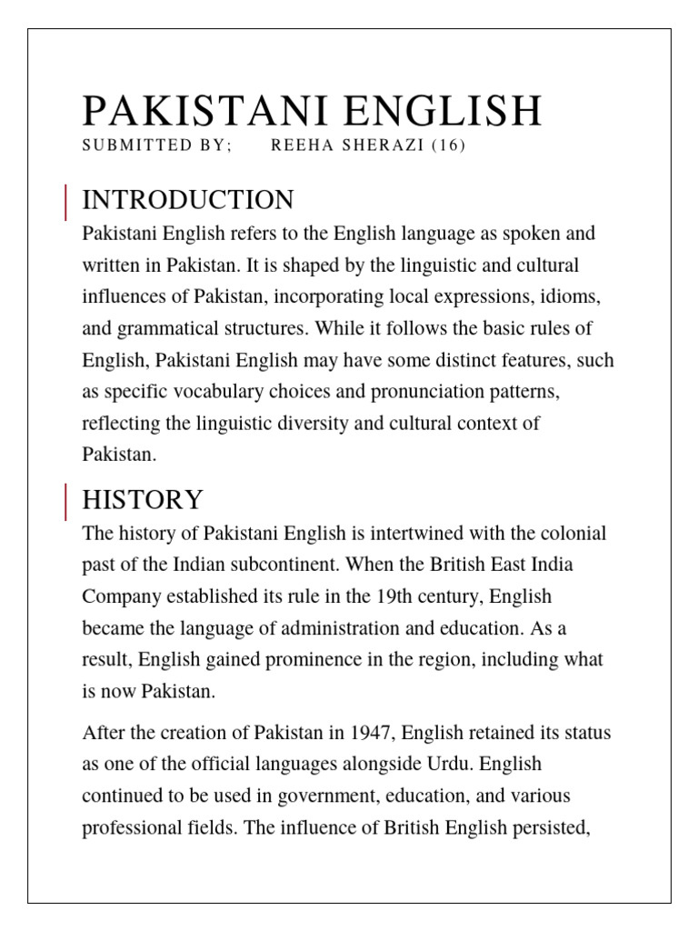 Pakistani English | PDF | English Language | Linguistics