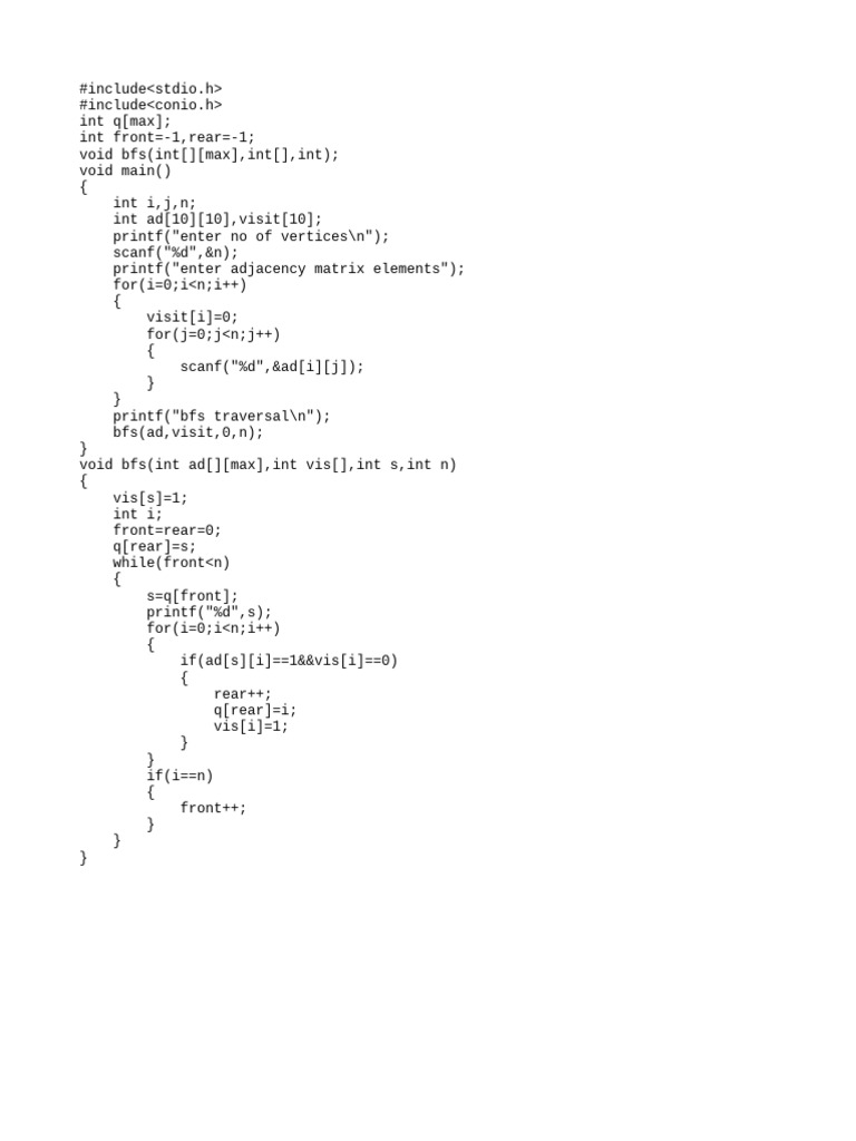 BFS Implementation in Matrix | PDF