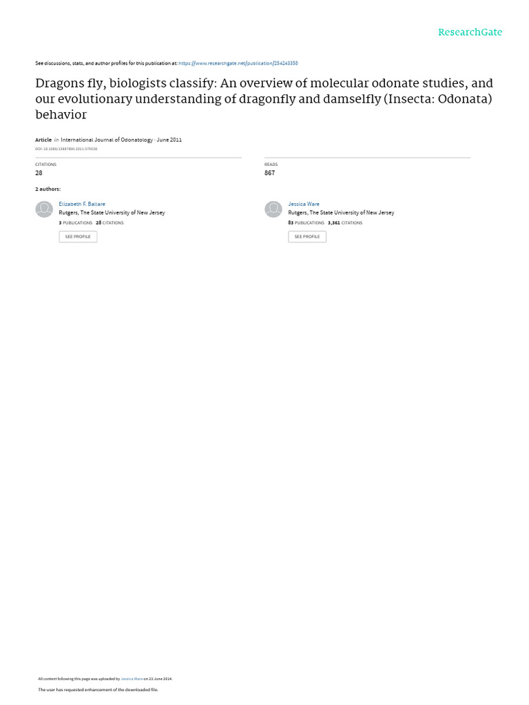 Overview of Odonate Molecular Studies | PDF