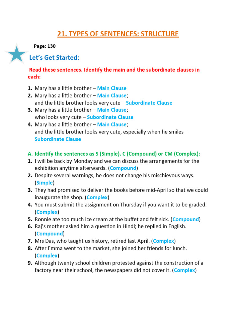 Types of Sentences - Structures | PDF