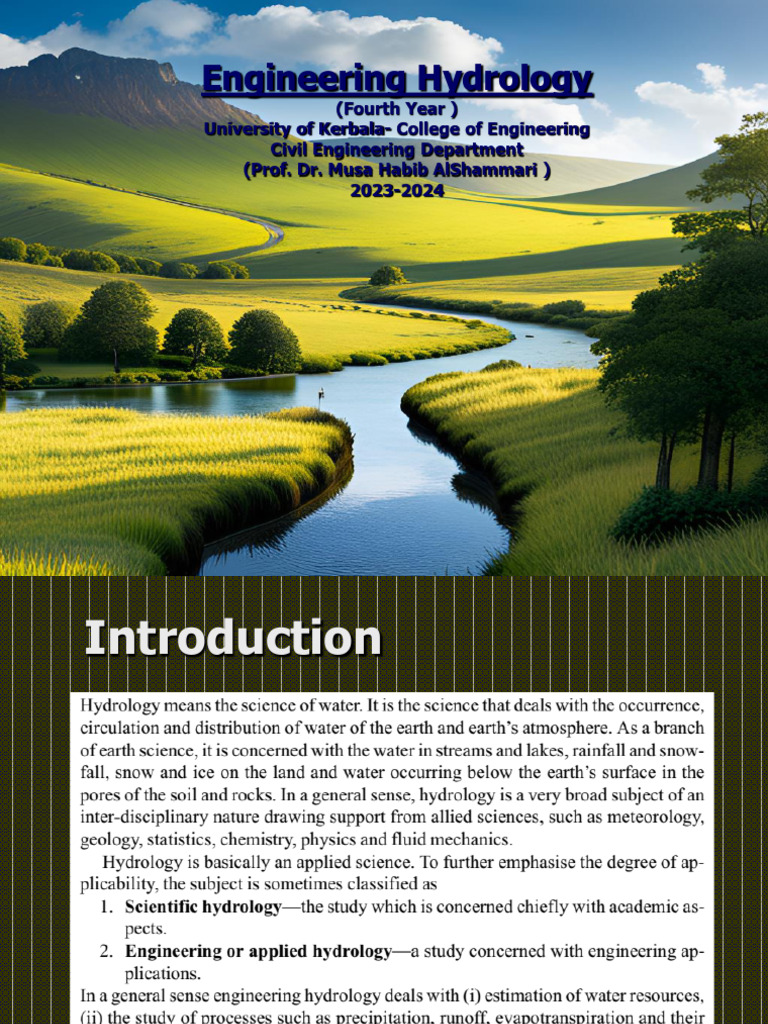 1 IntroductionHydr 1st Lect. | PDF