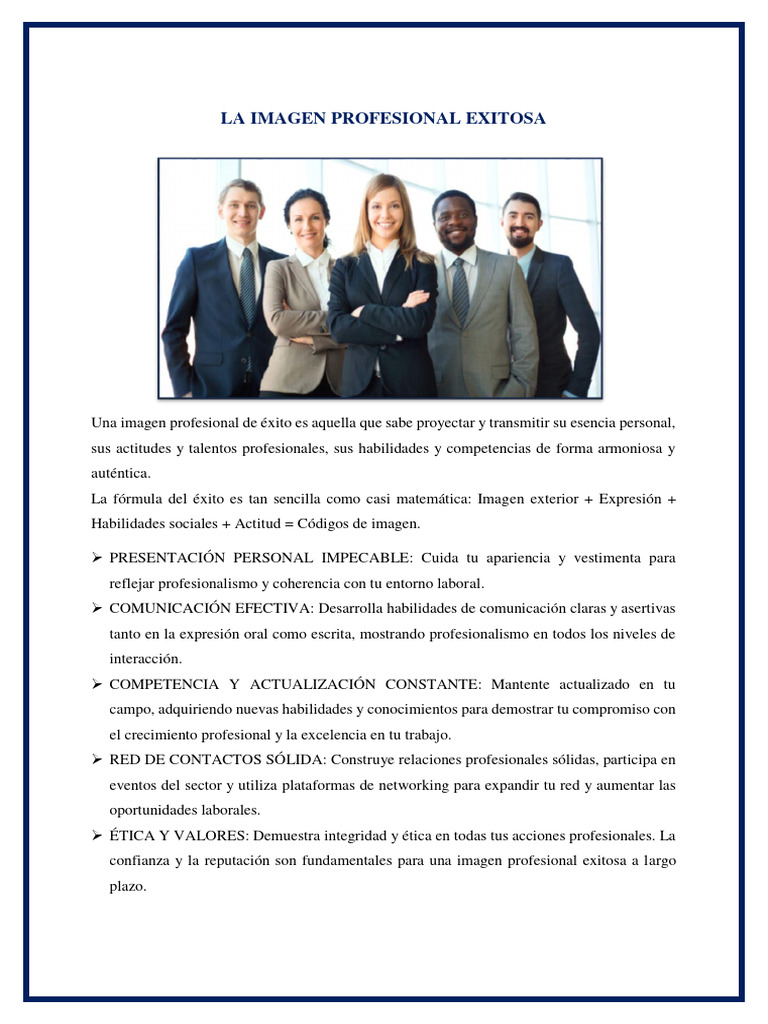 Claves para una Imagen Profesional Exitosa | PDF | Crecimiento personal ...