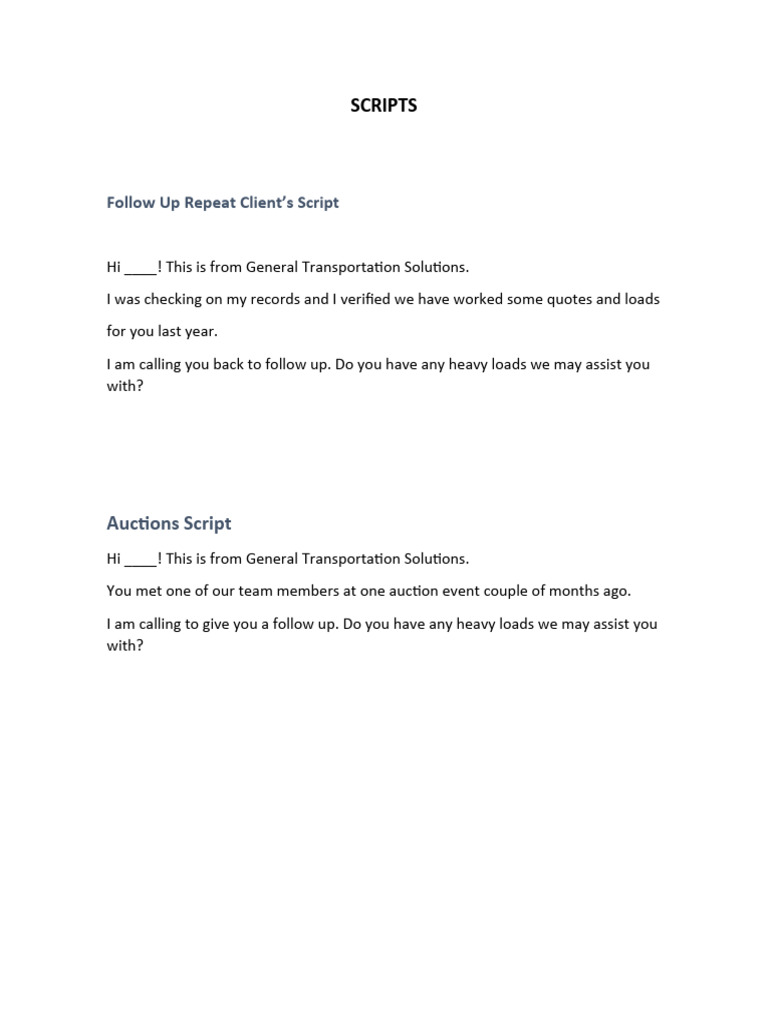 Script Transportation | PDF