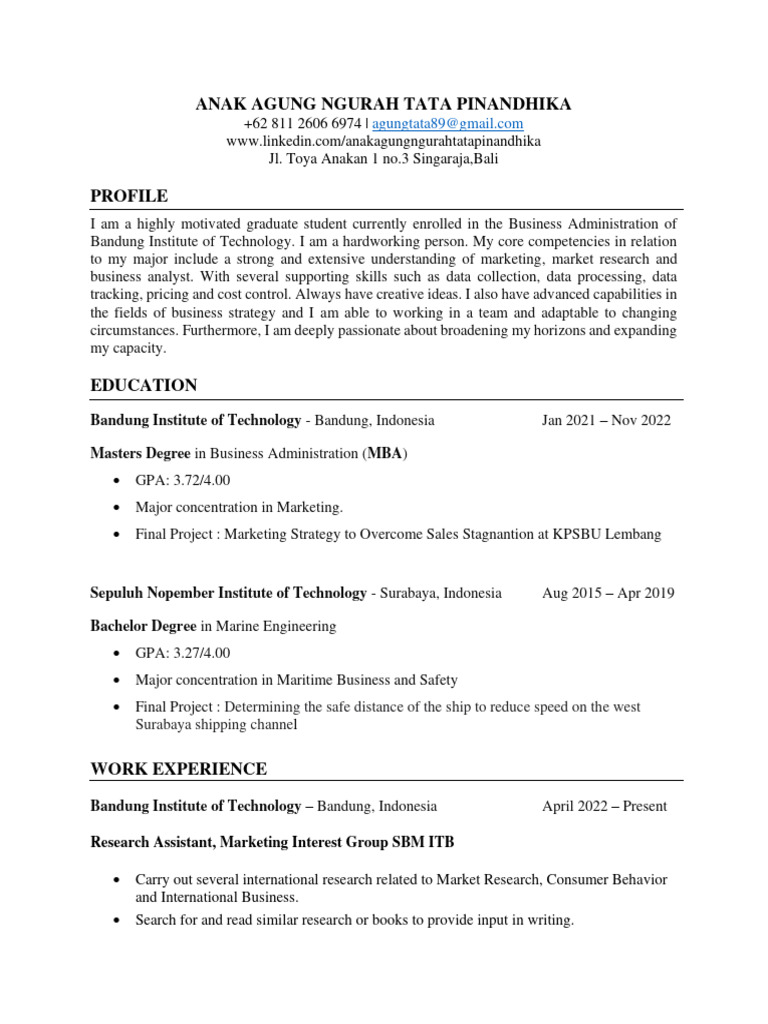 CV TATA ATS | PDF | Computing | Business