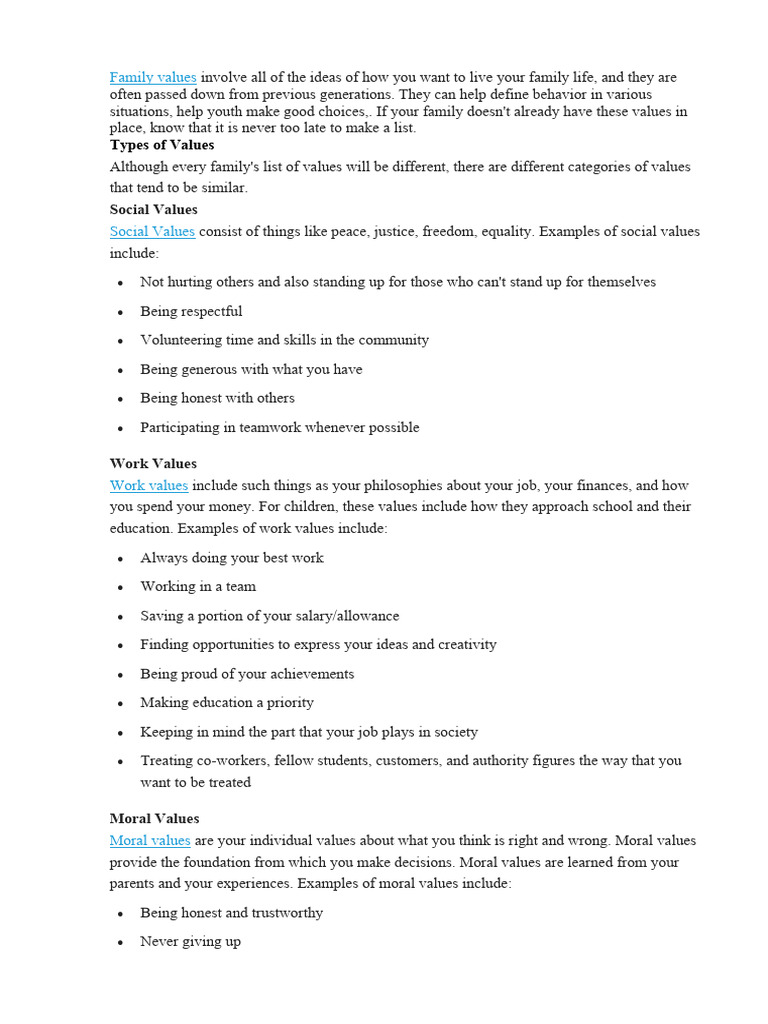 Family Values | PDF | Morality | Family