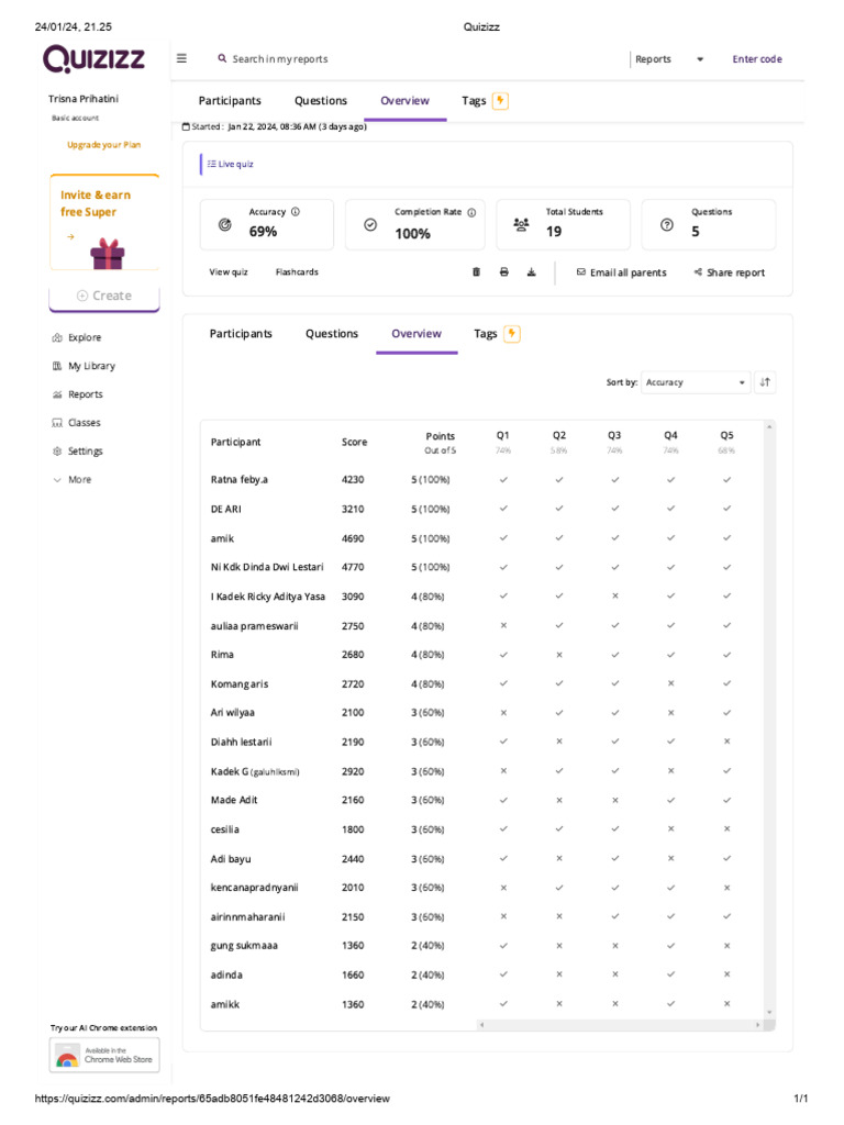 Word Pretest Quizizz 1 | PDF