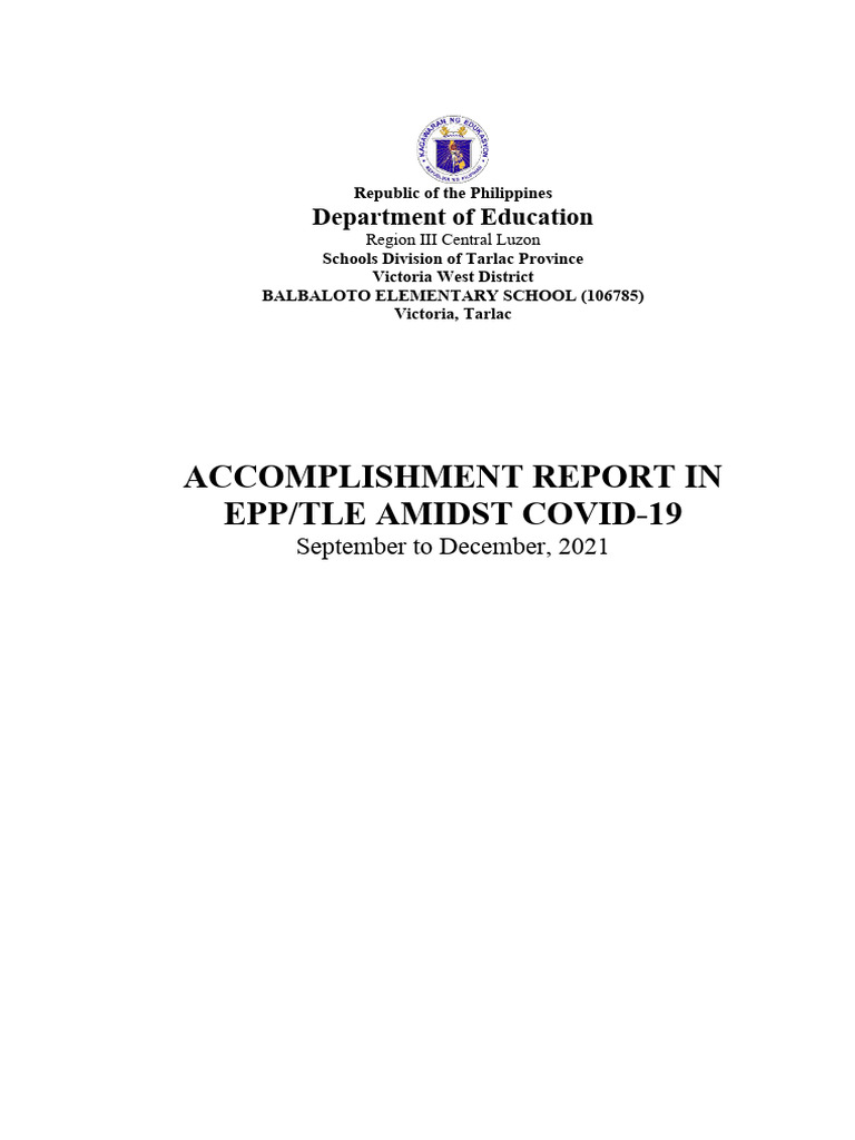 Agri 106785 - Balbalotoaccomplishment Report in Epp | PDF | Educational Technology | Teachers