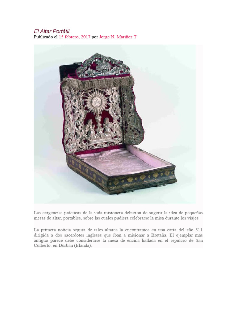 El Altar Portátil | PDF | Altar | eucaristía