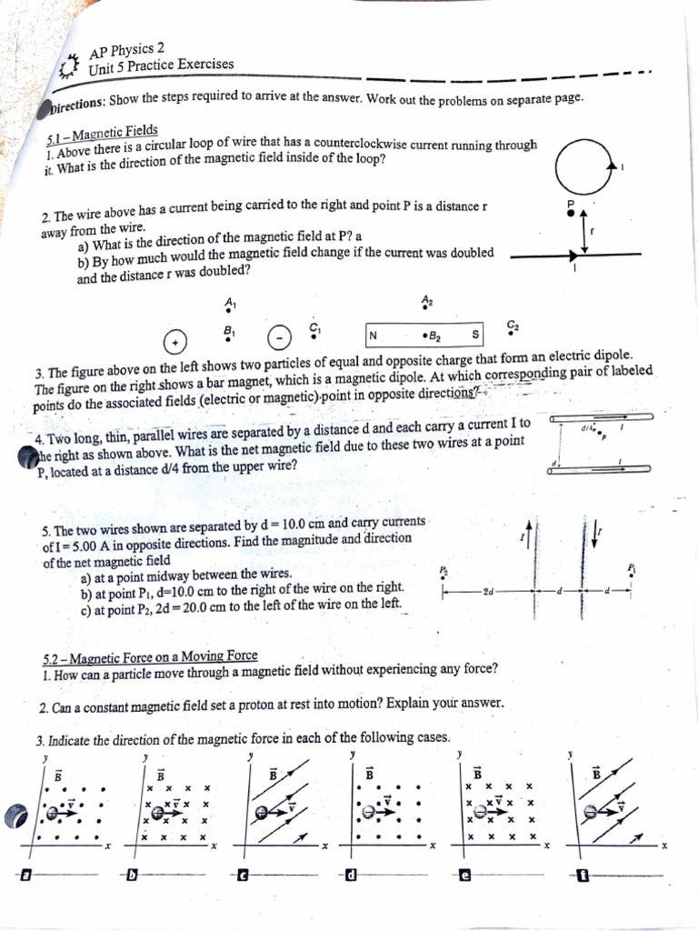AP Physics 2: Magnetic Fields Exercises | PDF | Electron | Proton