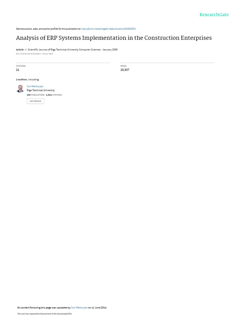 Analysis of ERP Systems Implementation in The Cons | PDF | Enterprise Resource Planning ...