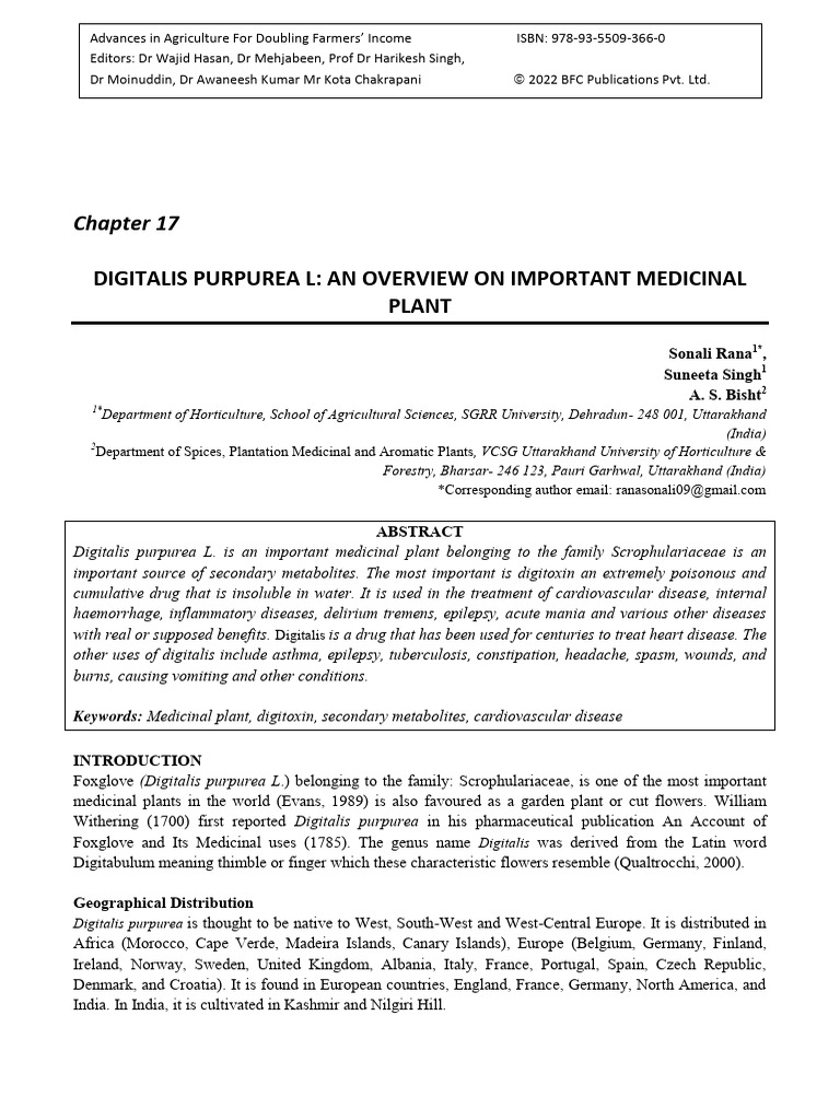 Digitalis Purpurea Pdf Plants Botany