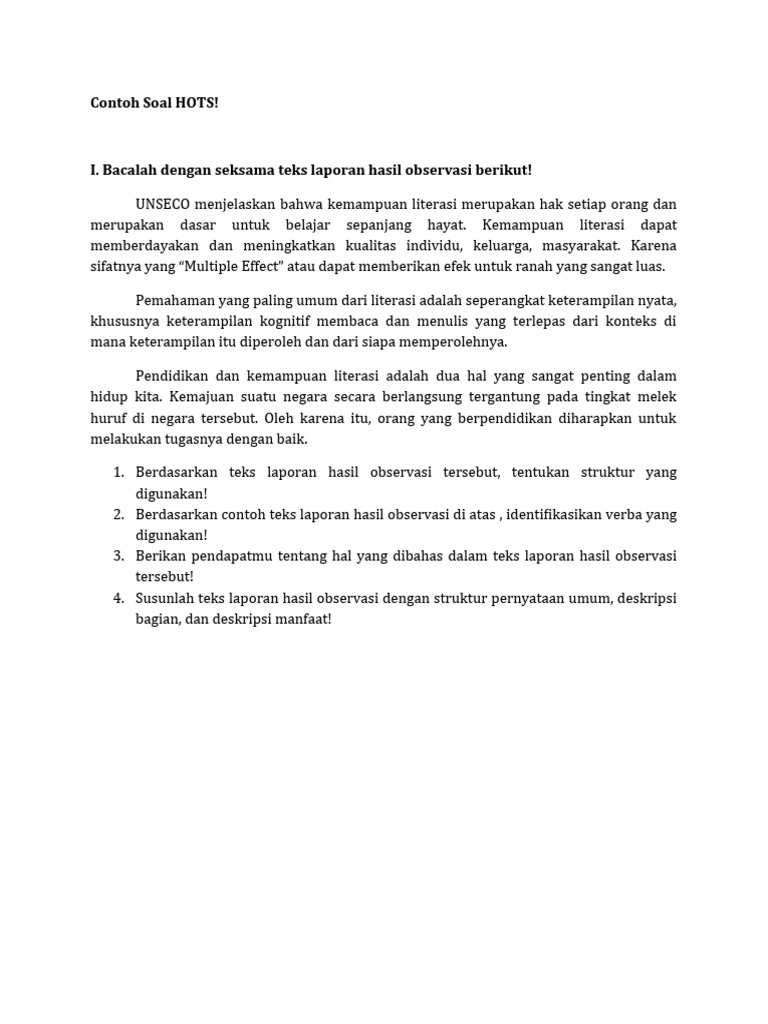 Contoh Soal HOTS | PDF
