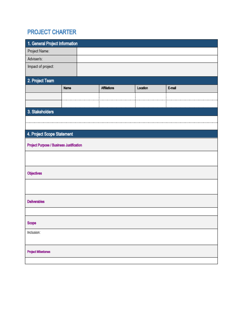 Project Charter Template | PDF