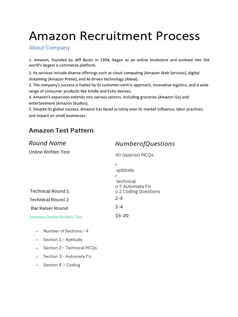 Amazon Recruitment Process-1 | PDF | Pointer (Computer Programming) | Information Technology
