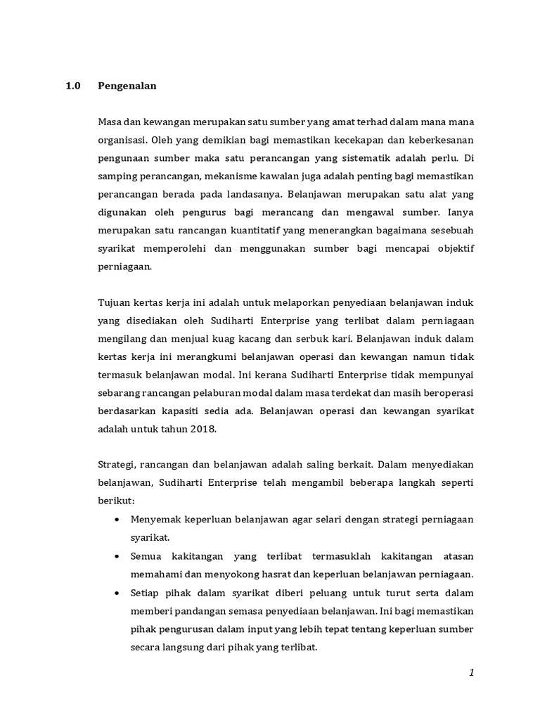 Contoh Belanjawan Dan Costing | PDF