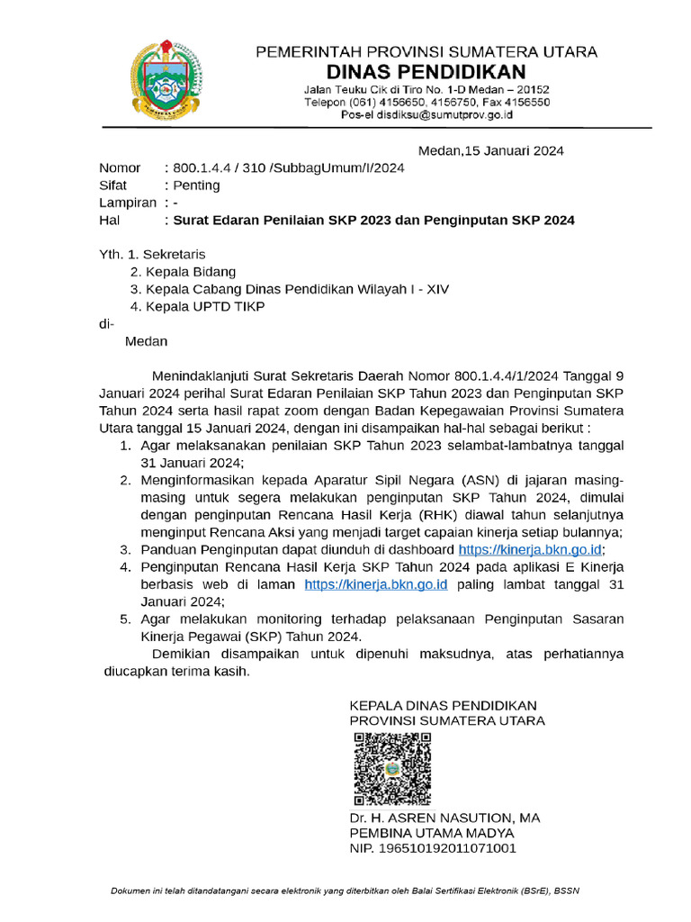 Edaran Penginputan SKP Tahun 2024 | PDF