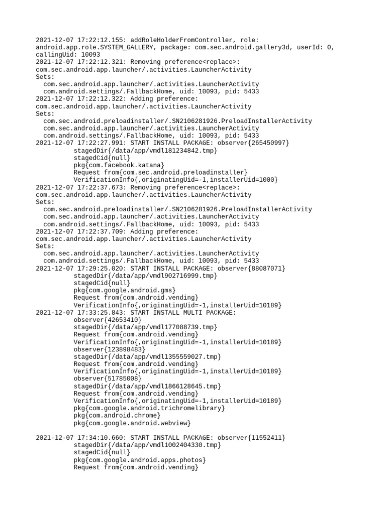 Android App Installation Logs | PDF | Unix | Software