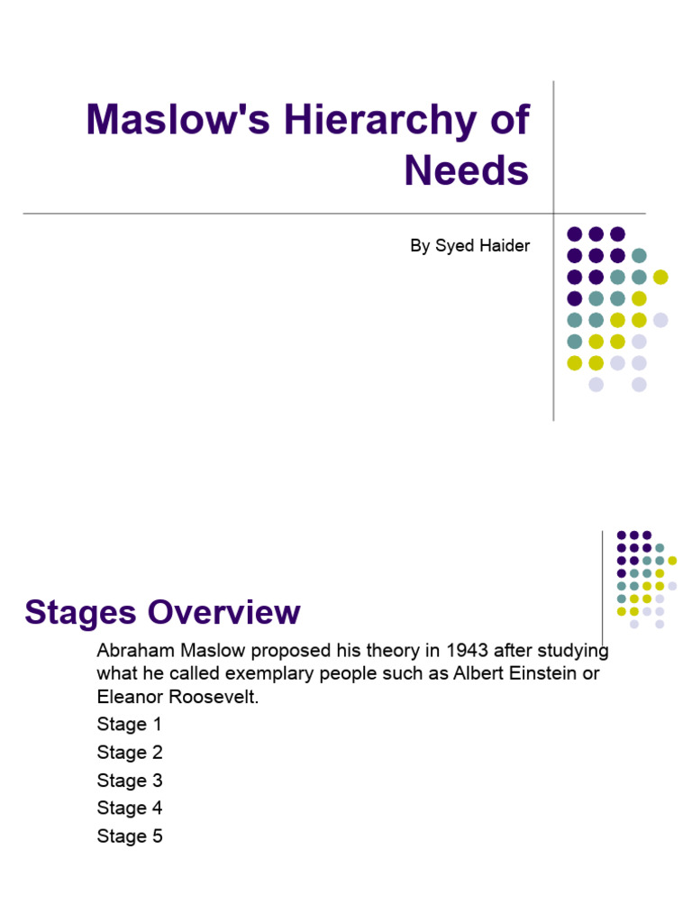 Maslow's Hierarchy of Needs | PDF