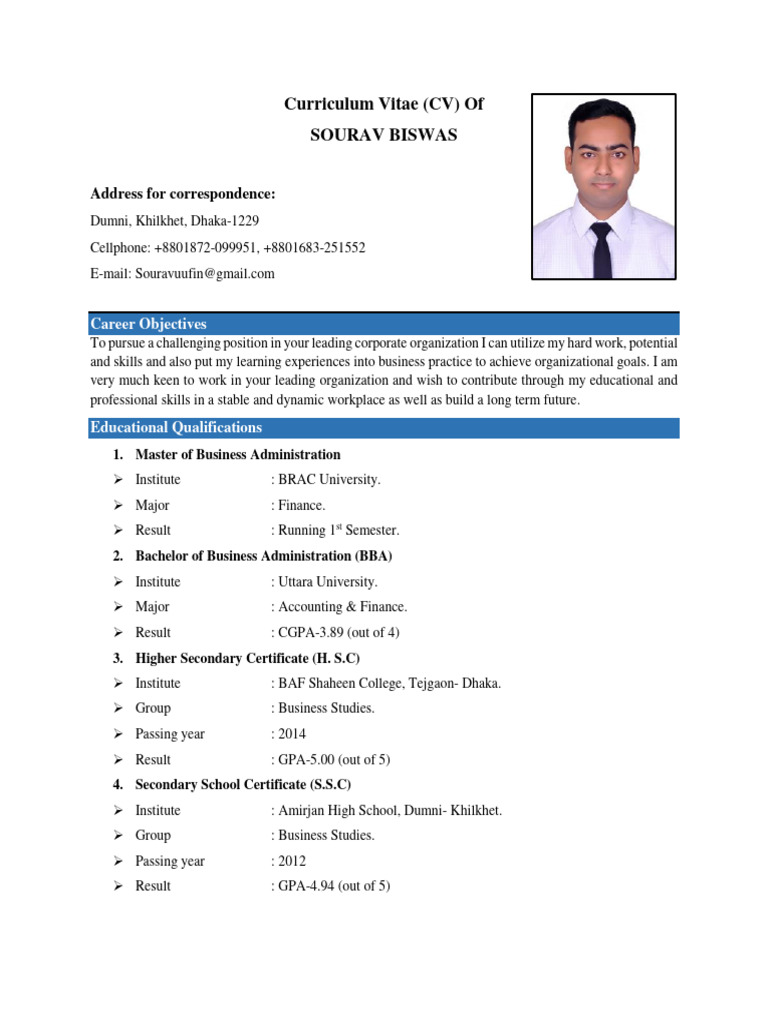 CV of Sourav Biswas | PDF