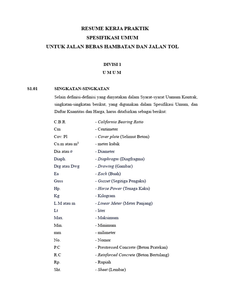 Spesifikasi JBH Dan Jalan Tol | PDF