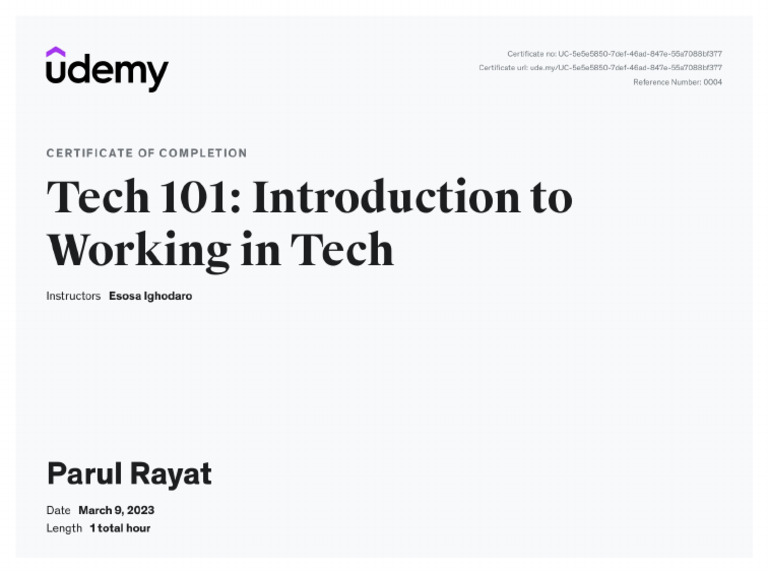 Udemy Certificate | PDF