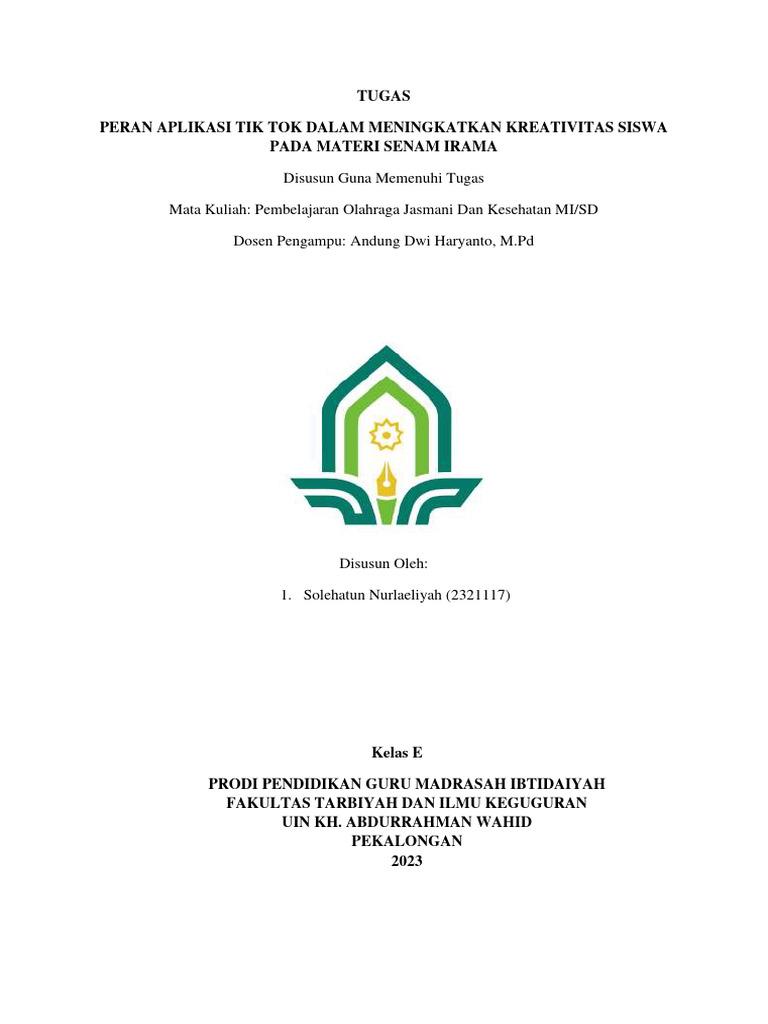 Peran Apliaksi Tik Tok Dalam Meningkatkan Kreativitas Siswa Pada Materi ...