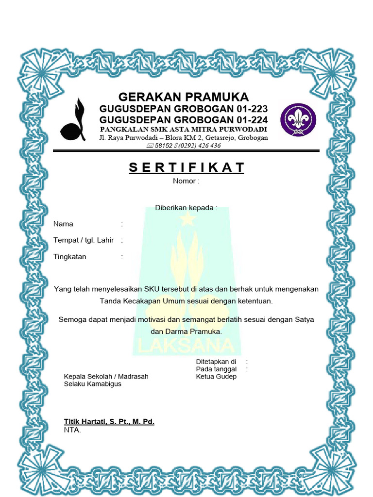 Sertifikat TKU Laksana Asmit | PDF