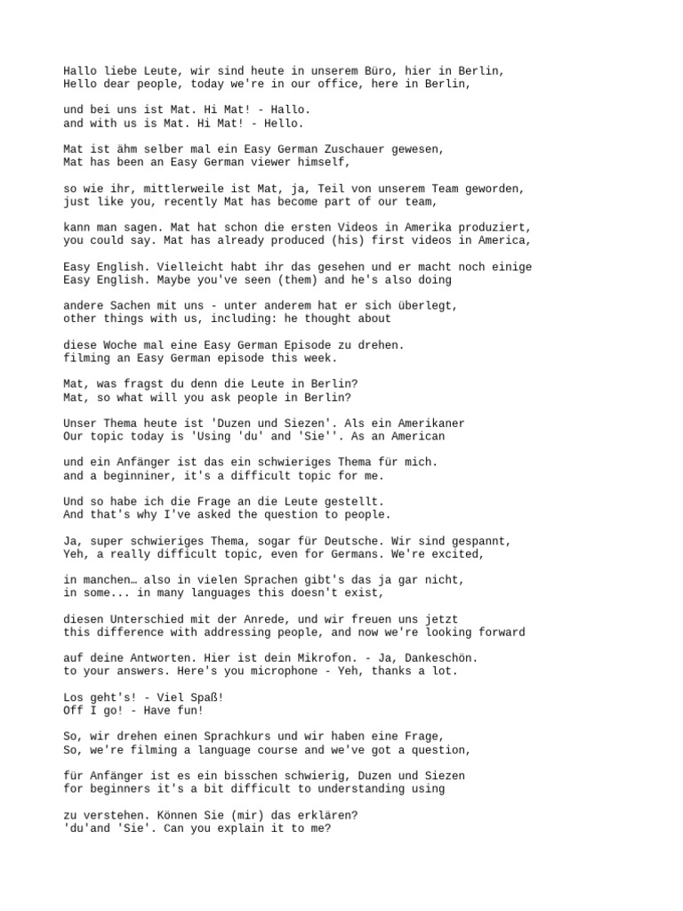 EG 133 - Duzen Und Siezen | PDF