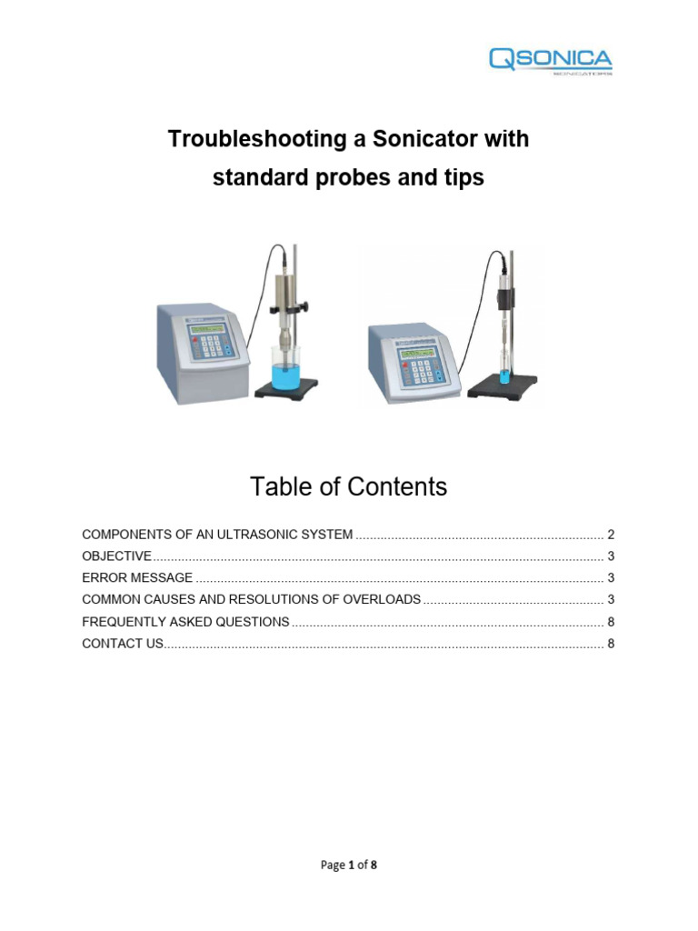 Sonicator Troubleshooting Guide | PDF | Troubleshooting | Power Supply