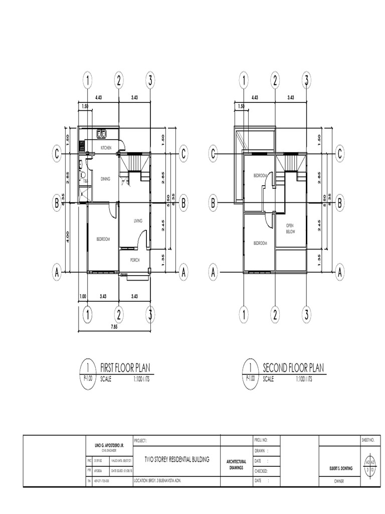 1 First Floor Plan 1 Second Floor Plan: Scale P-1.00 1:100 MTS Scale P-1.00 1:100 MTS | PDF ...
