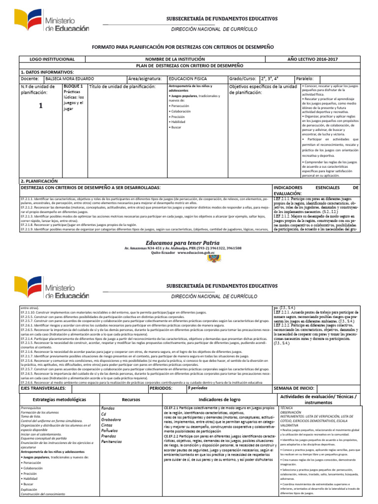 20 2do 3ro 4to PUD Educación Física | PDF | Plan de estudios | Evaluación
