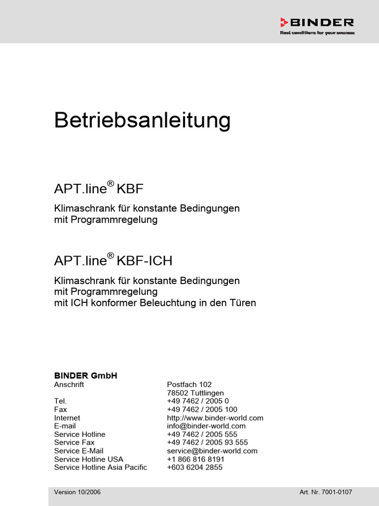 Binder KBF + KBF-ICH (E3) 10-06 - DT | PDF