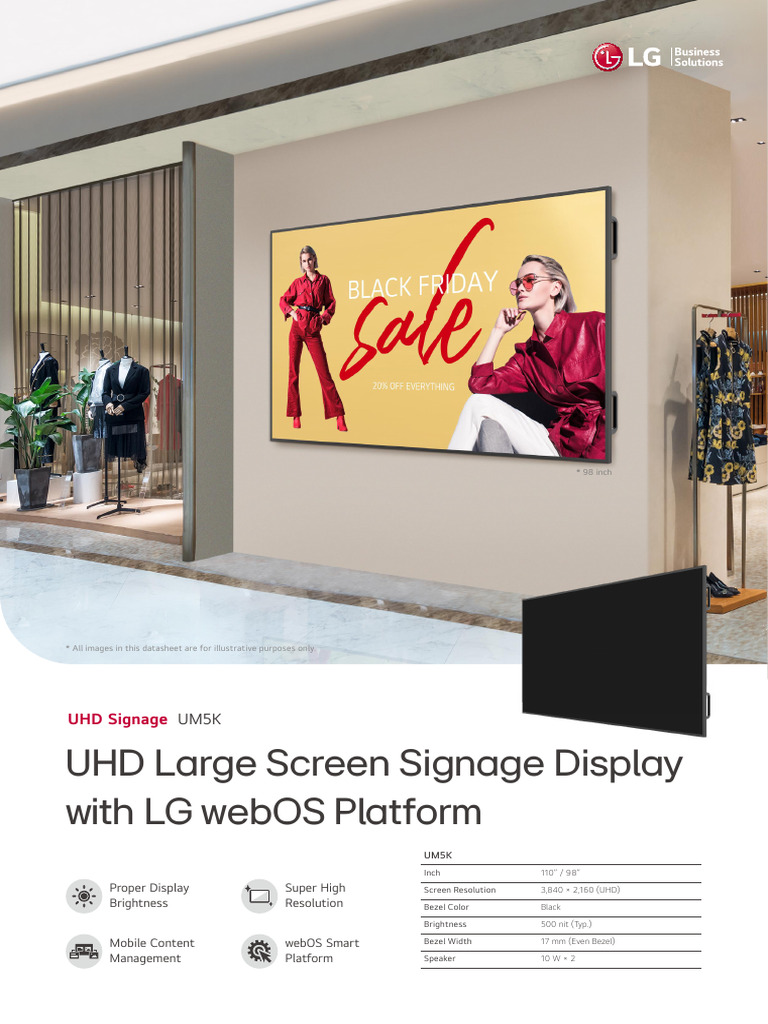 UM5K - Datasheet (Low) - LG UHD Signage - 230913 | PDF | Hdmi | Display ...