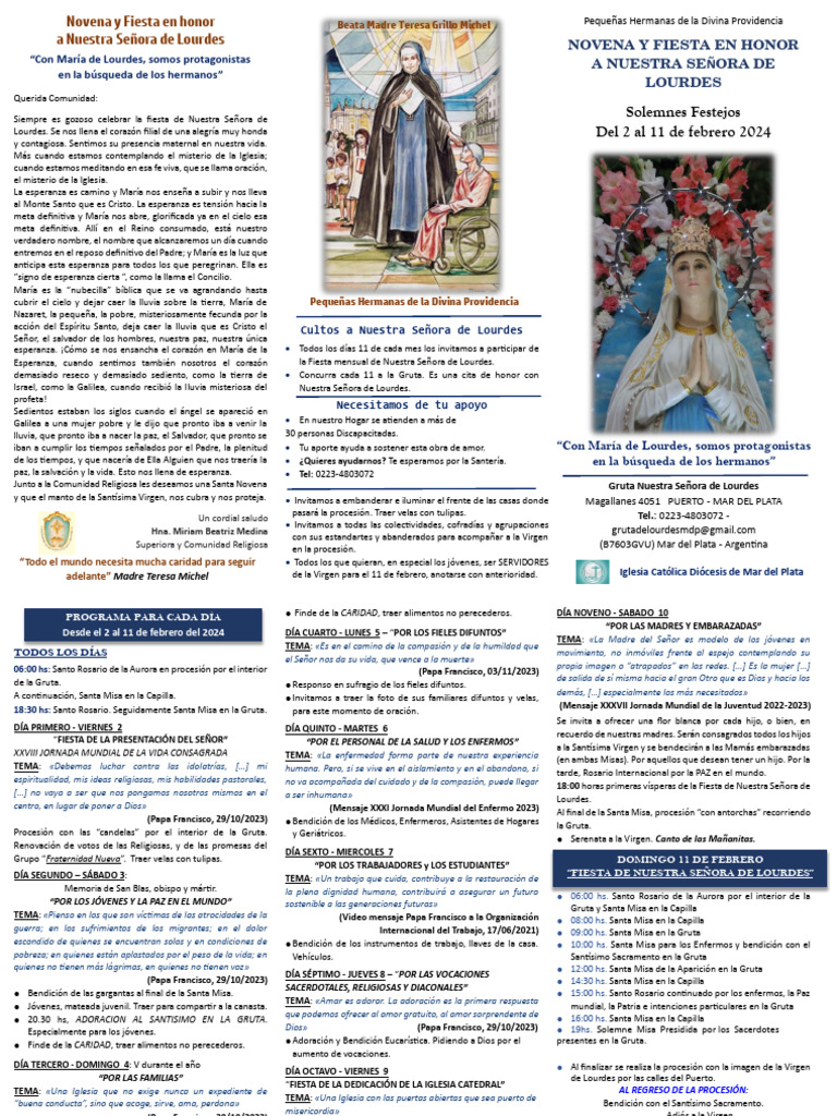 Novena y Fiesta en Honor A La Virgen de Lourdes | PDF | María, madre de Jesús | eucaristía