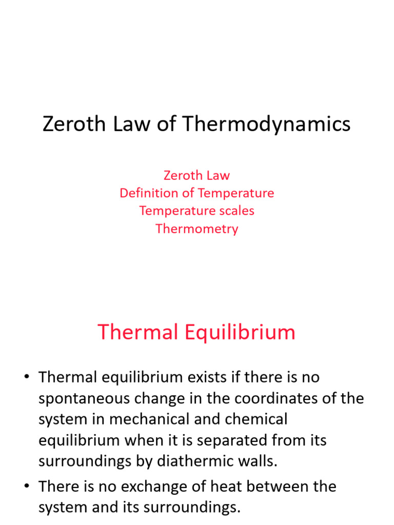 Understanding the Zeroth Law of Thermodynamics | PDF | Temperature ...