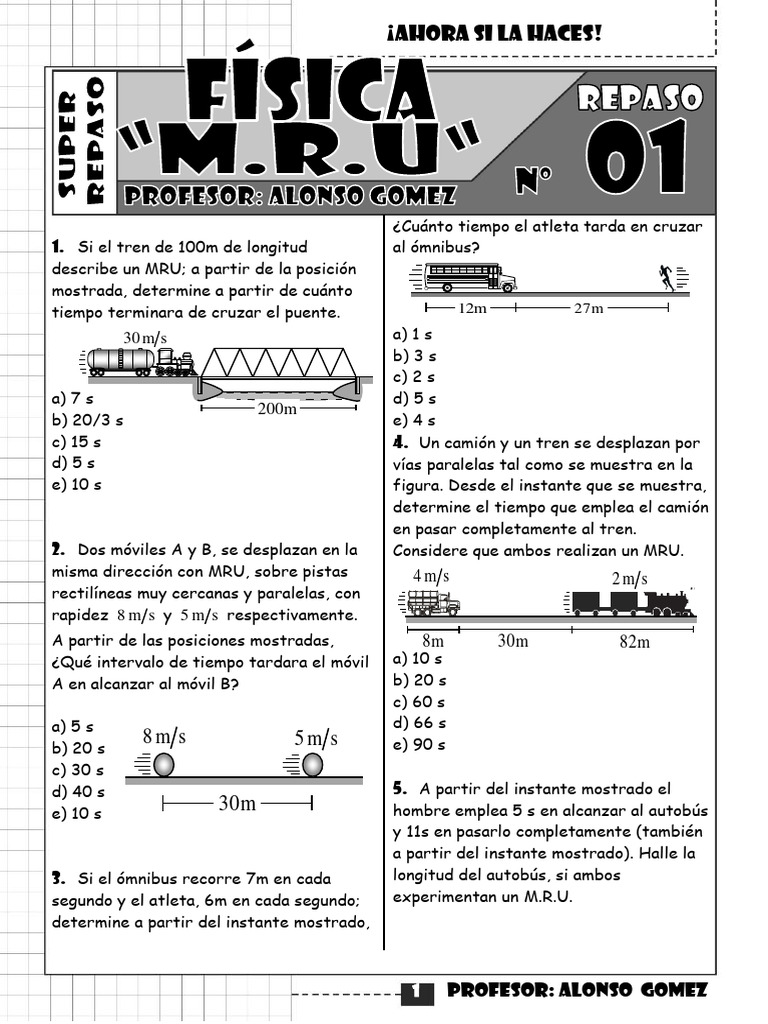 Ejercicios de MRU y Movimiento Relativo | PDF | Transporte