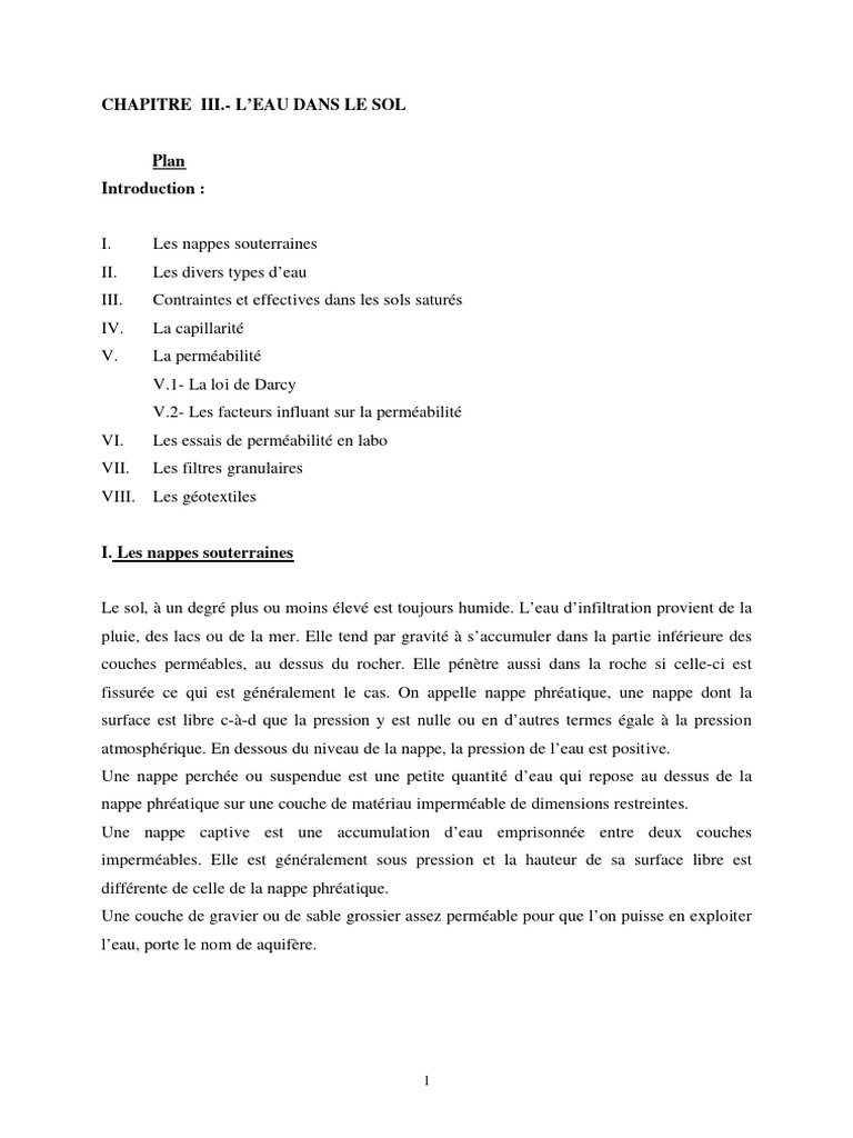 Microsoft Word - Chap3 - Eau Dans Le Sol | PDF