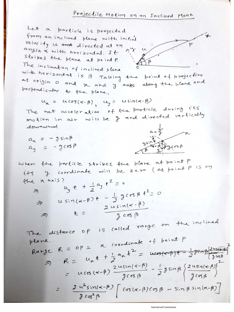 Projectile Motion On Inclined Plane | PDF