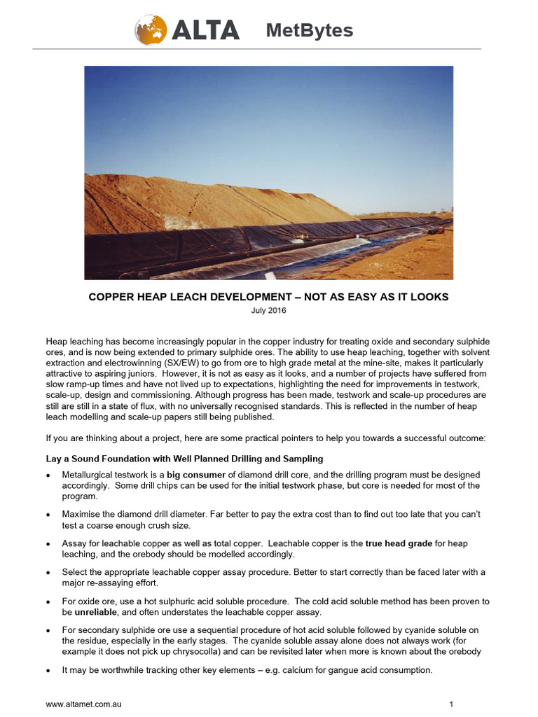 Copper Heap Leach Challenges | PDF