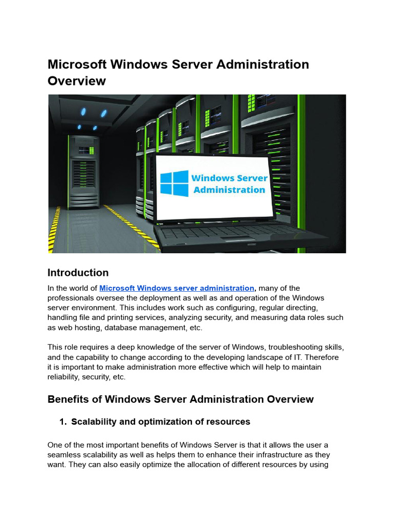 Microsoft Windows Server Administration Overview | PDF | Microsoft ...