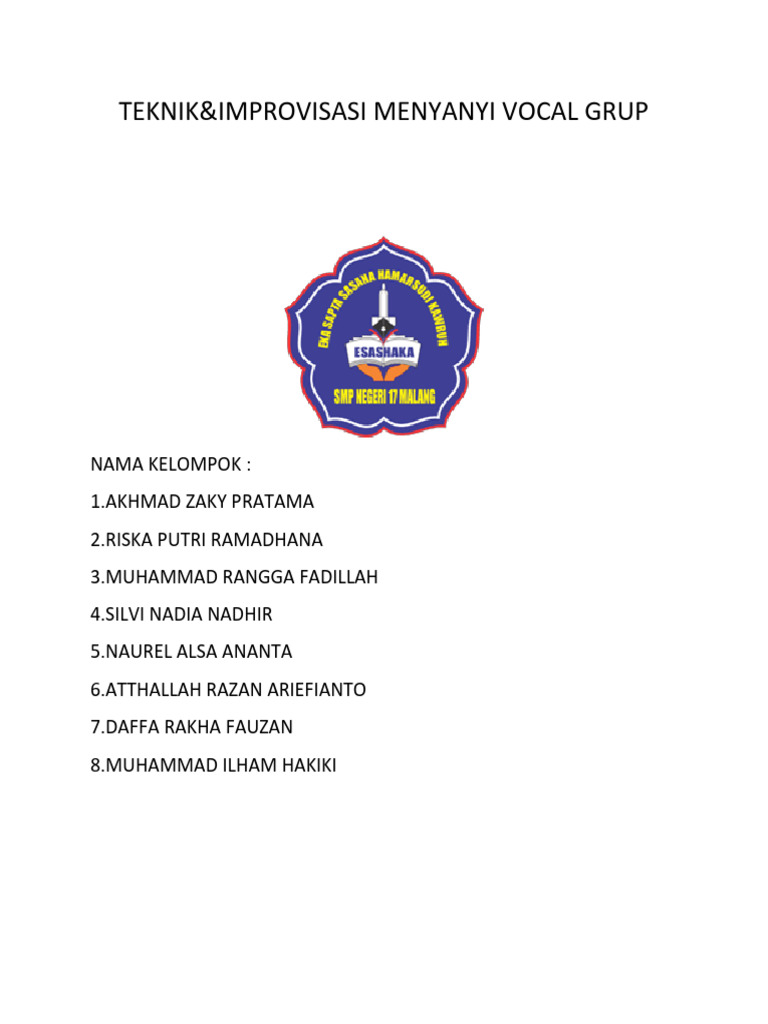Teknik dan Improvisasi Vokal Grup | PDF | Kajian Bahasa Asing