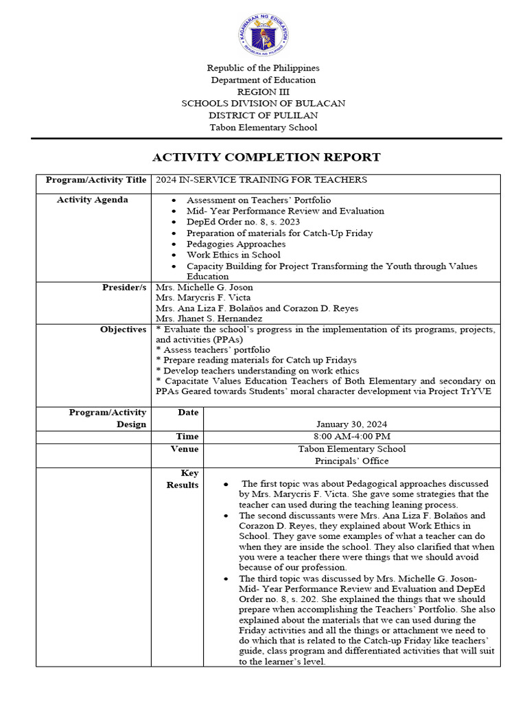 Acr-Inset January 30,2024-Day 5 | PDF | Teachers | Pedagogy