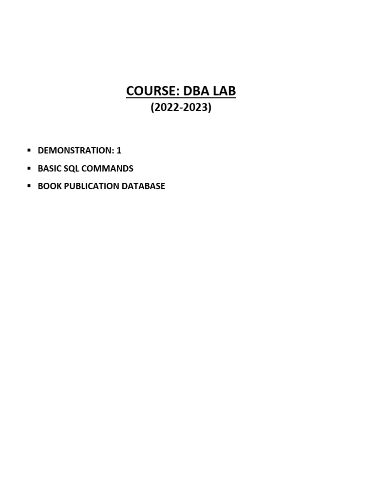 Book Publication Database (Sample Queries & Solutions Using Basic Commands) | PDF | Table ...